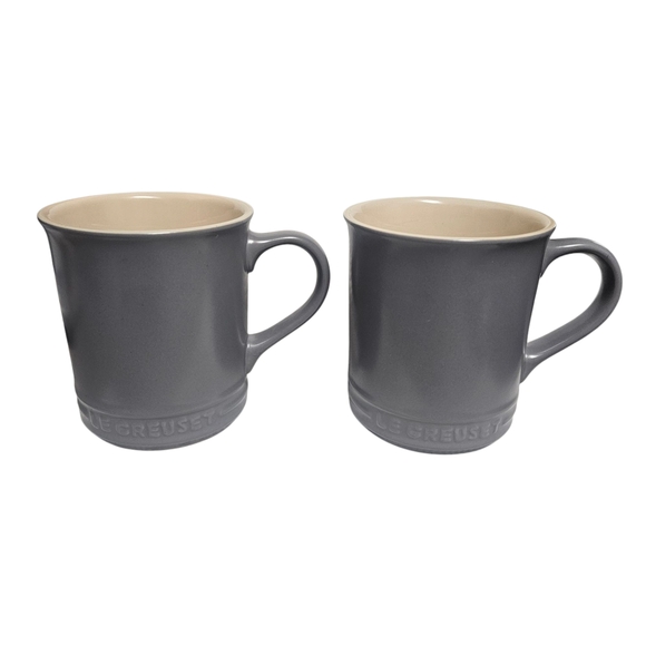 Le Creuset | Dining | Le Creuset Gray Ceramic Mugs Modern Dining Set ...